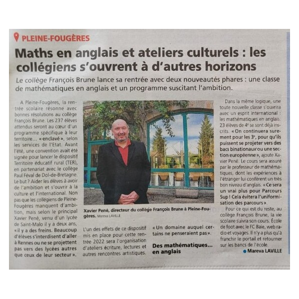 Les collègiens s’ouvrent à de nouveaux horizons, rentrée 2022 - Collège ...